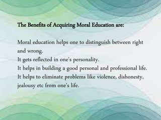 Moral education and moral values - Grade 3 | PPTX