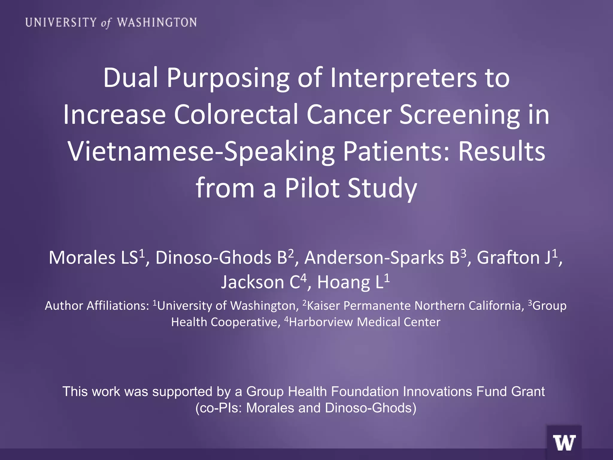 Dual Purposing of Interpreters to Increase Colorectal Cancer Screening ...