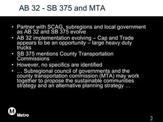 Ernest Morales - MTA on SB 375 | PPT | Business | Business and Finance