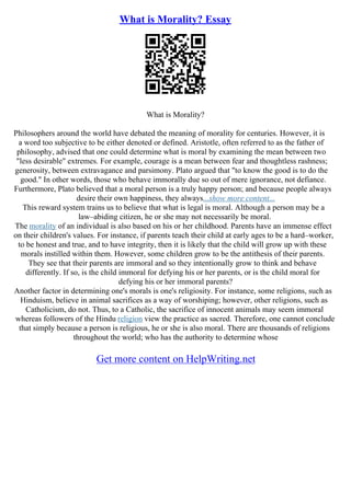 Moral Essay Topics | PDF