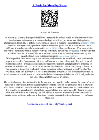 Moral Essay Topics | PDF