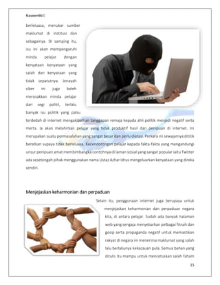 KESAN POSITIF DAN NEGATIF PENGGUNAAN INTERNET DALAM KALANGAN PELAJAR | DOCX