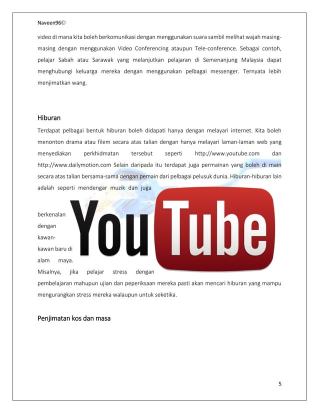 KESAN POSITIF DAN NEGATIF PENGGUNAAN INTERNET DALAM KALANGAN PELAJAR | DOCX