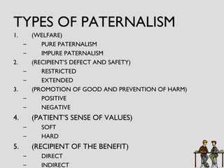 Moral issue of paternalism and truth telling | PPT