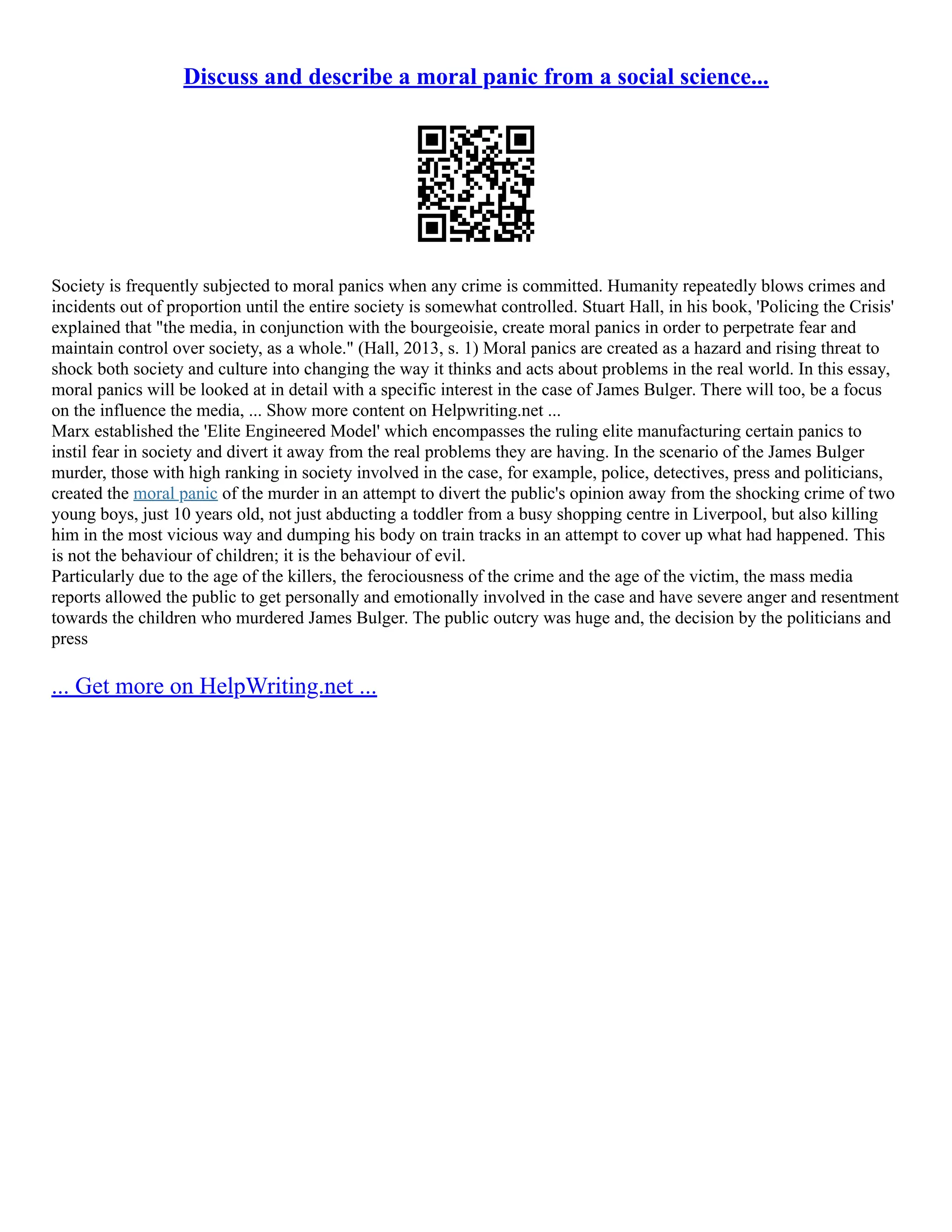 Moral Panic Essay | PDF