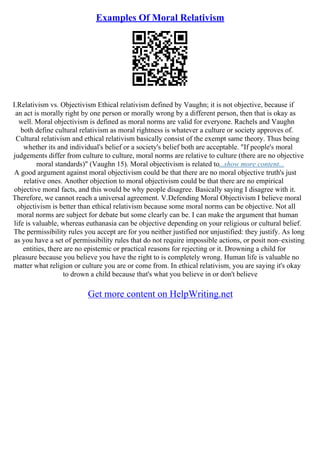 Moral Relativism Essay | PDF