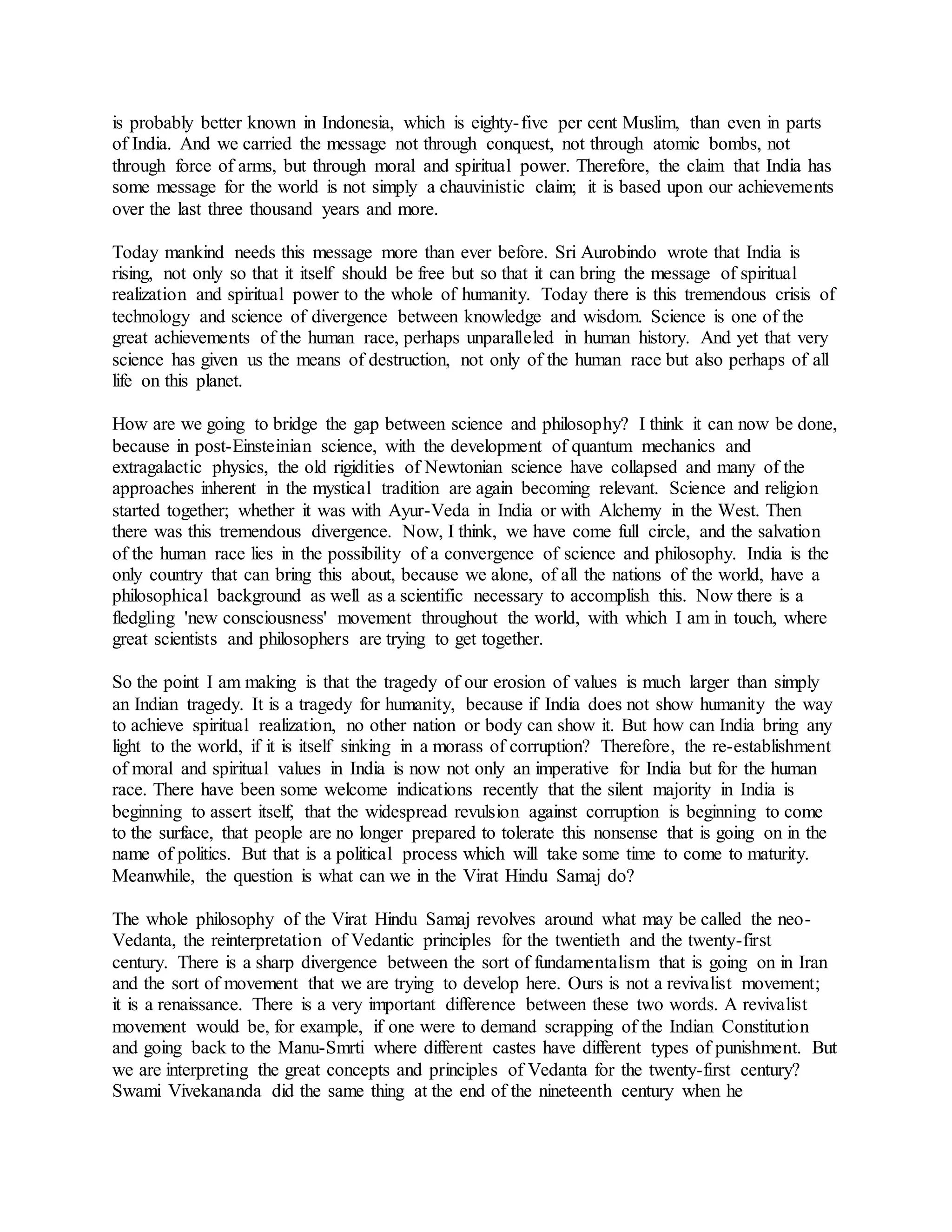 Moral & spiritual values in news india | DOCX