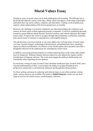 Moral Values Essay. Colorado Mountain College | PDF | Religion ...
