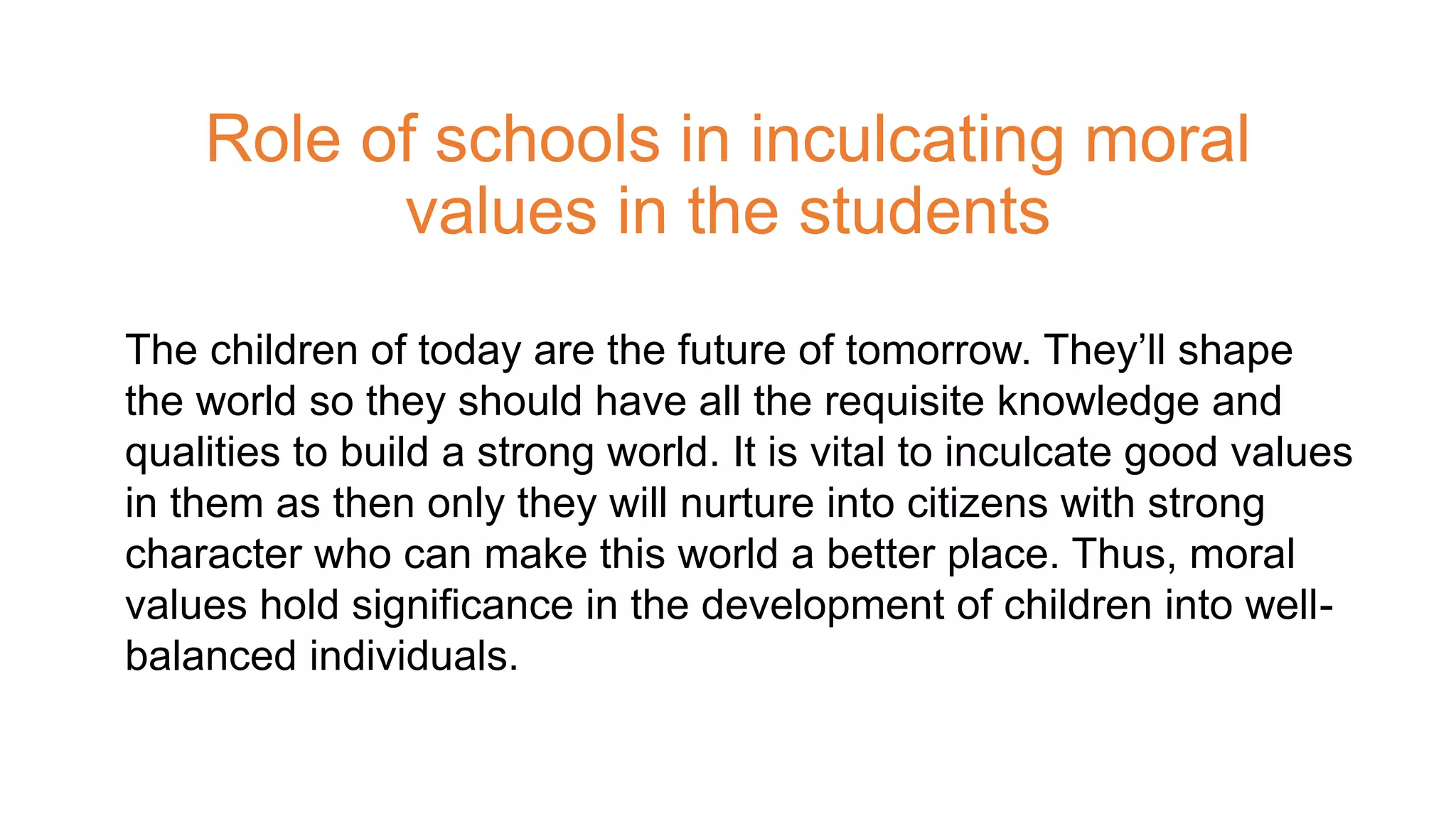 Moral Values for Students | Moral Values for Children in School - MIT ...