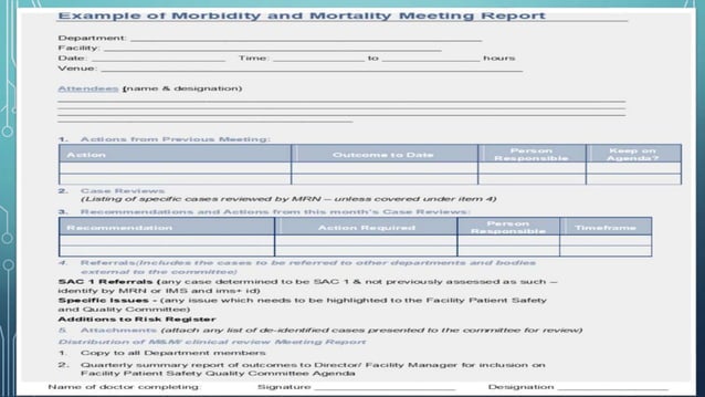 Morbidity and mortality meeting lecture .pptx | Healthcare Industry ...