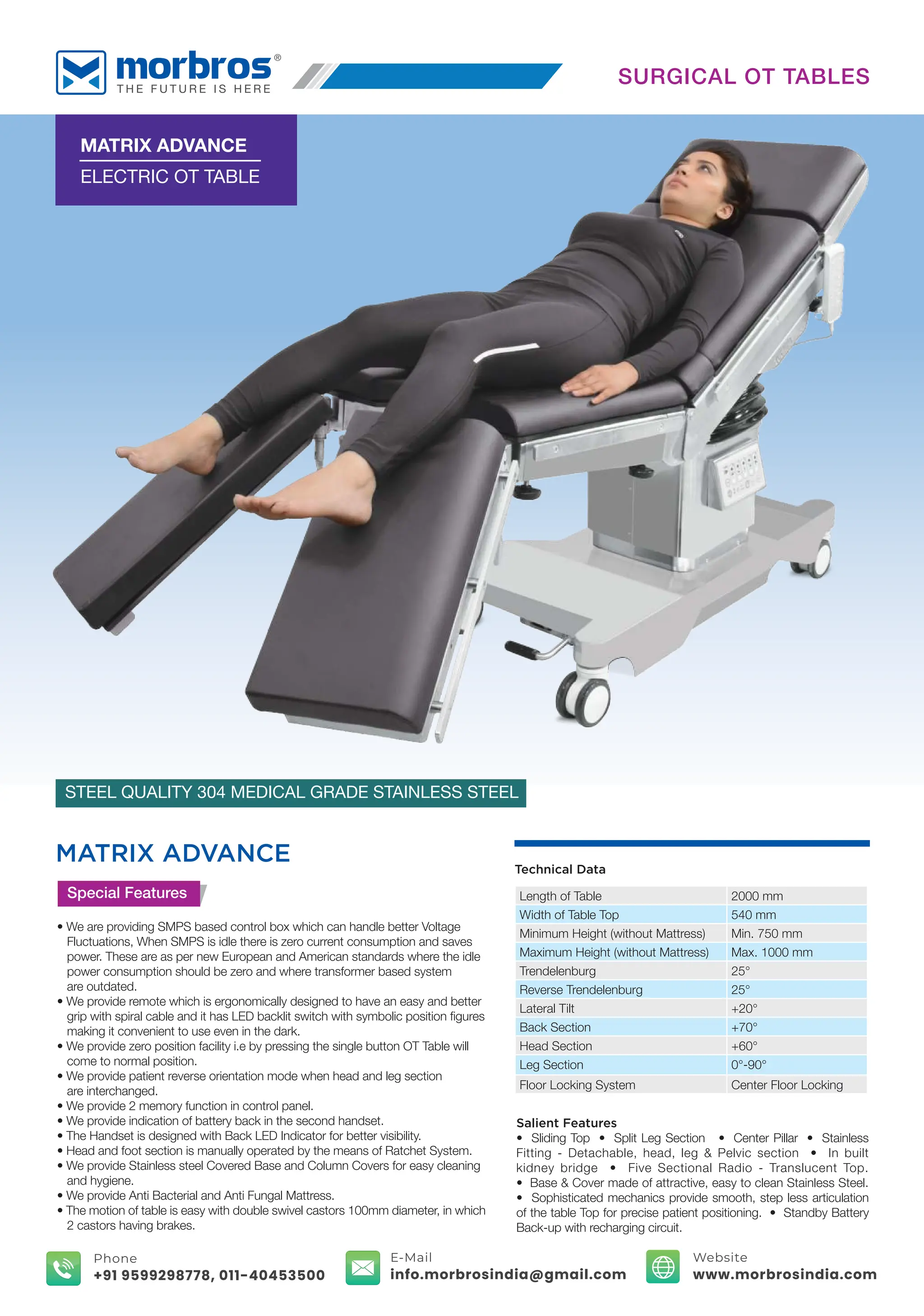 Matrix Advance Electric Operation Theatre Table | PDF