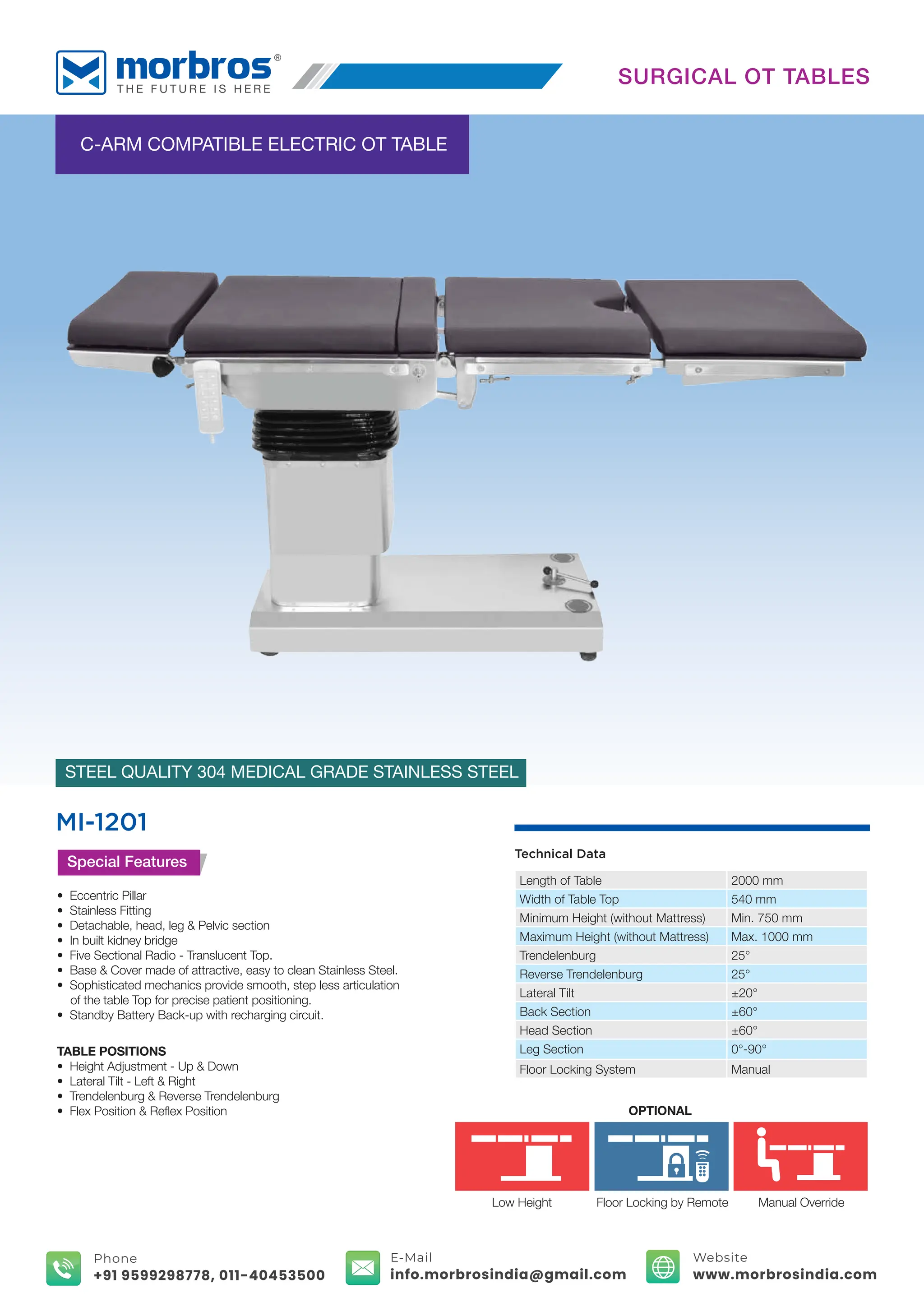 C-ARM Compatible Electric Operation Theatre Table | PDF