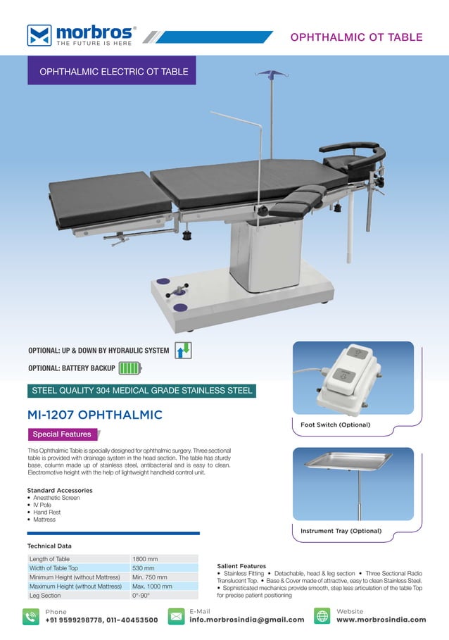 Ophthalmic Electric Operation Theatre Table | PDF