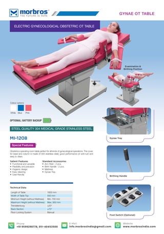 Electric Gynaecological Obstetric OT Table | PDF