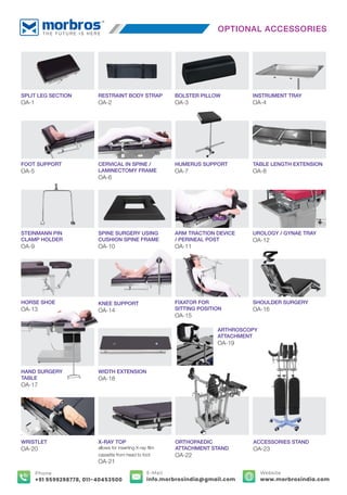 Optional Accessories for Operation Theatre Table | PDF