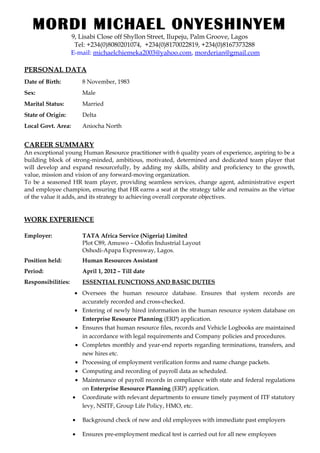 Mordi michael's cv | DOC