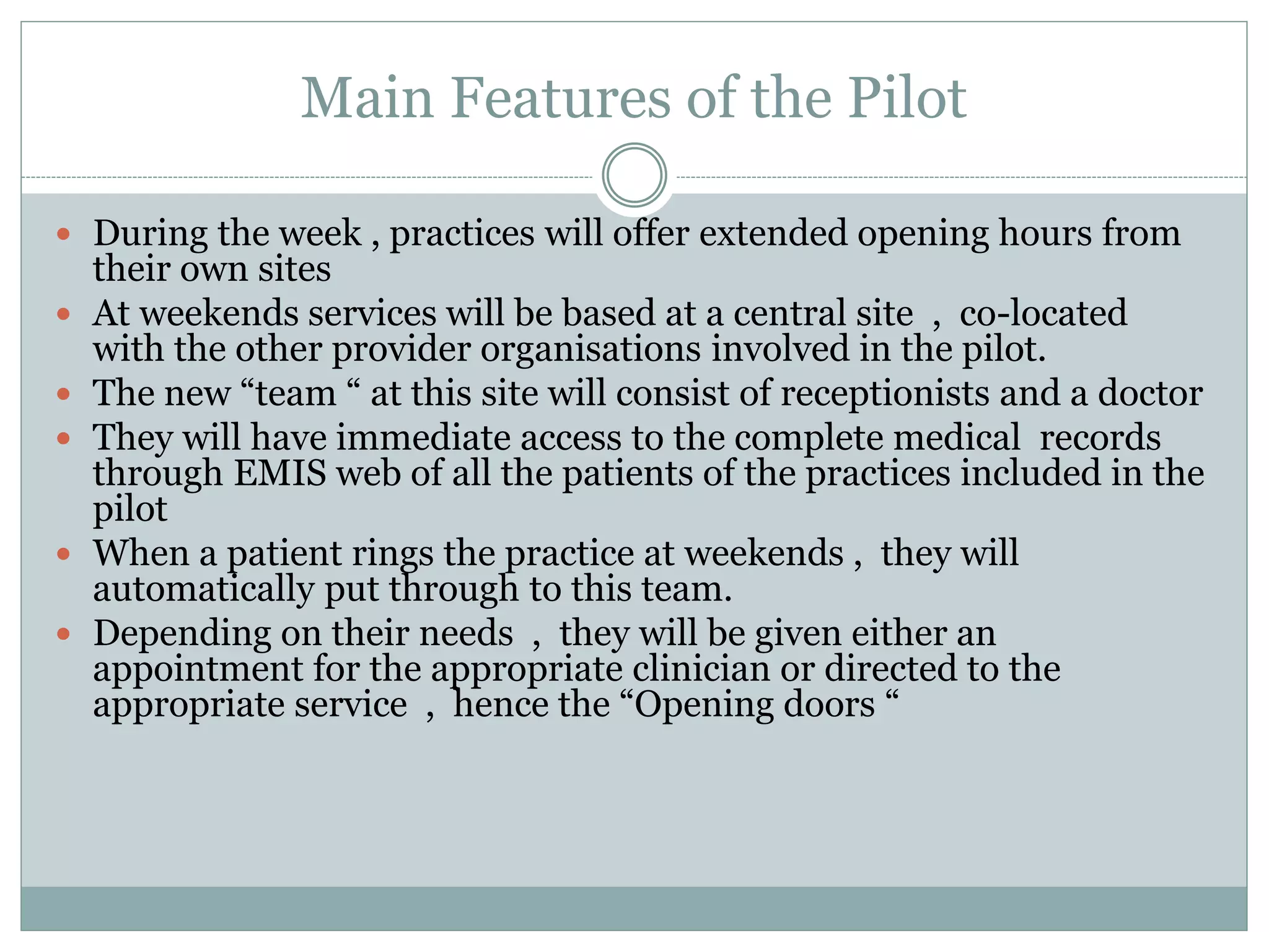 Morecambe PMCF pilot scheme - Opening doors | PPT