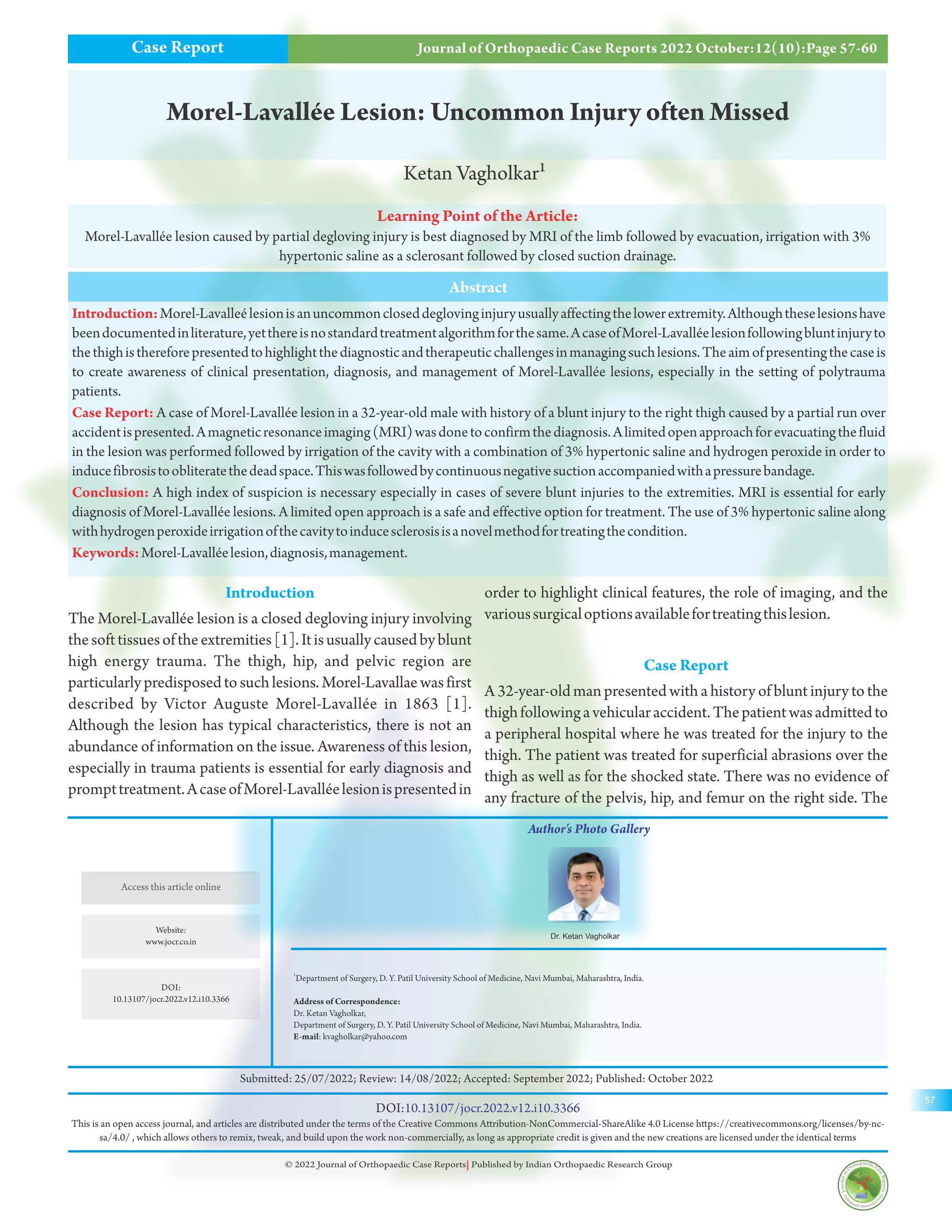Morel-Lavallée Lesion: Uncommon Injury often Missed | PDF