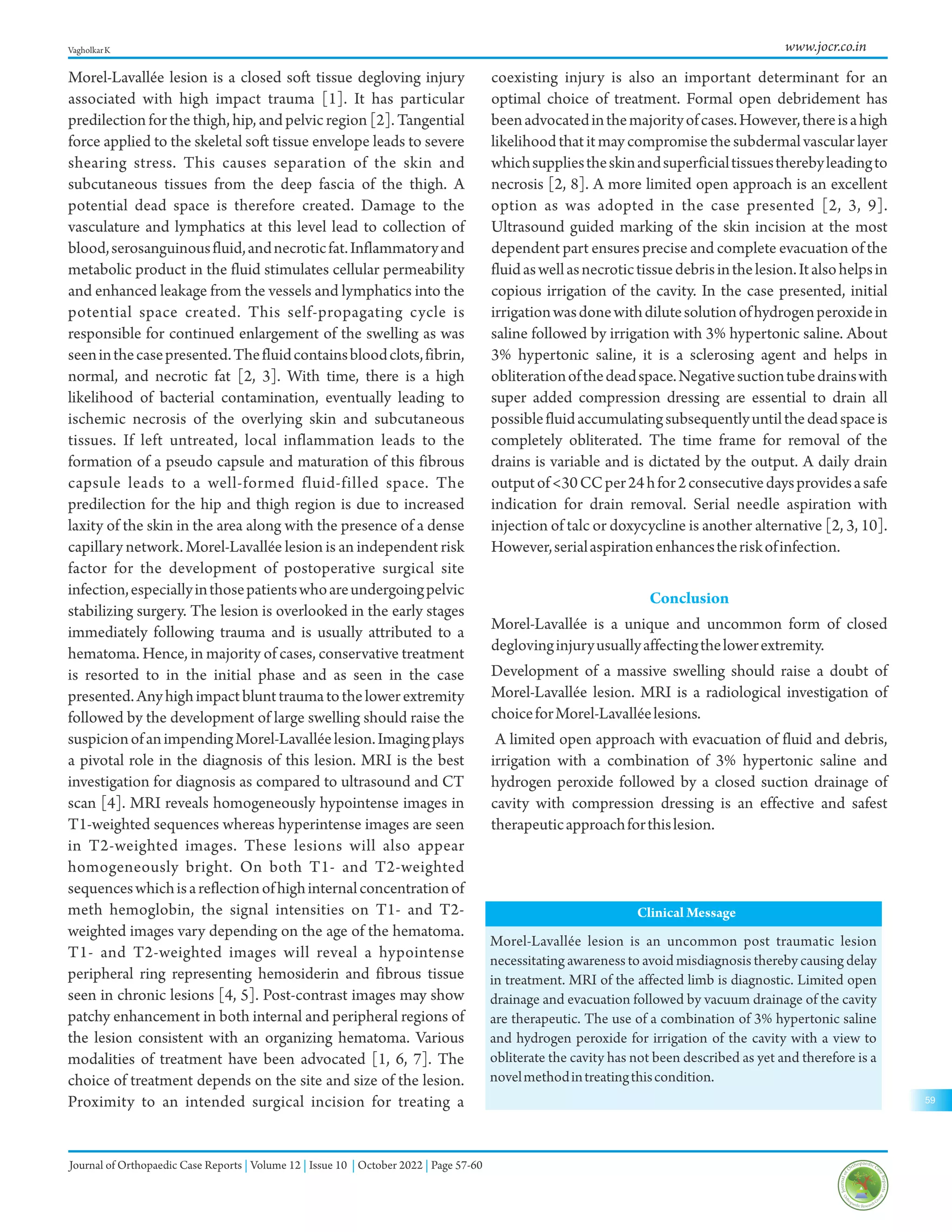 Morel-Lavallée Lesion: Uncommon Injury often Missed | PDF