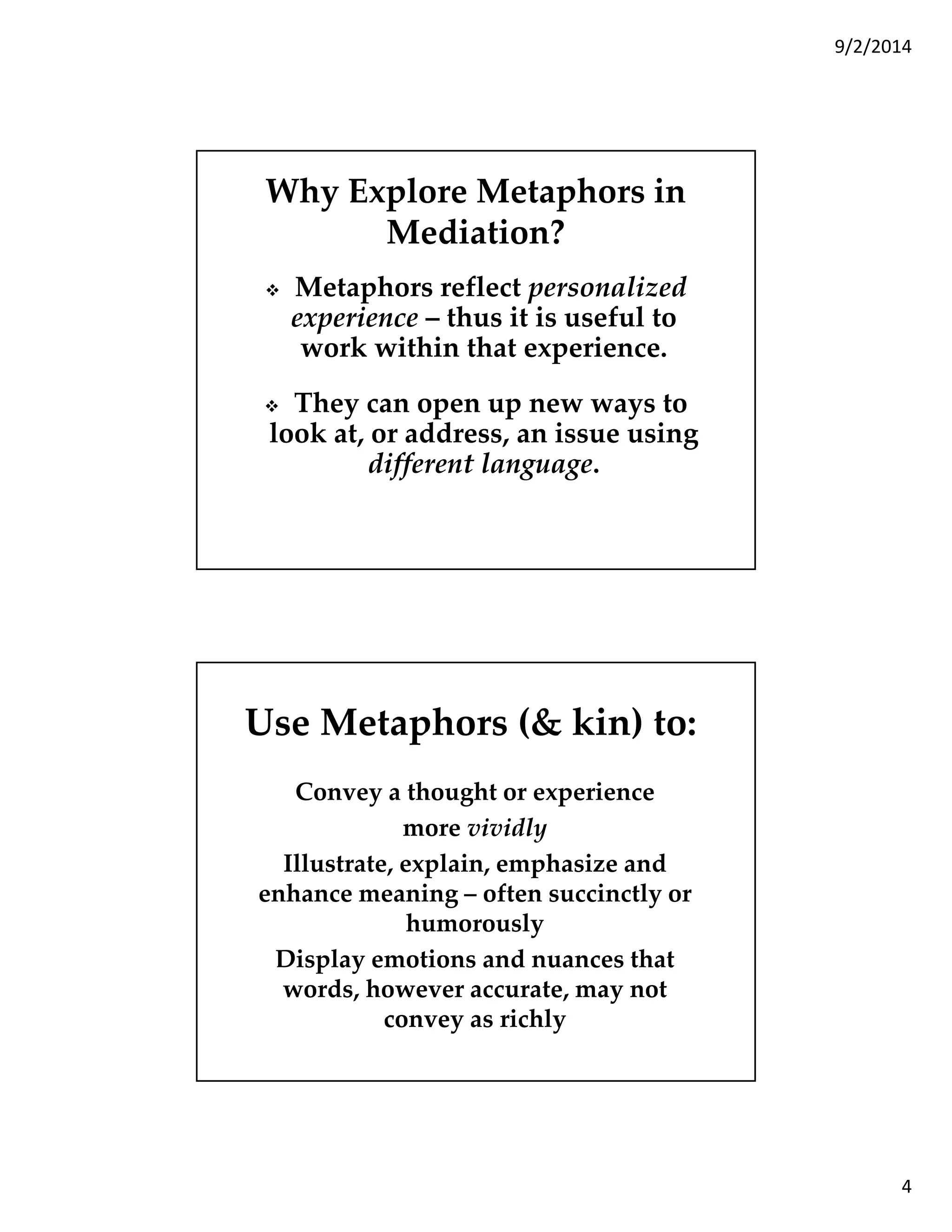 Morelli: Working with metaphors in mediation: Beyond feedback and ...