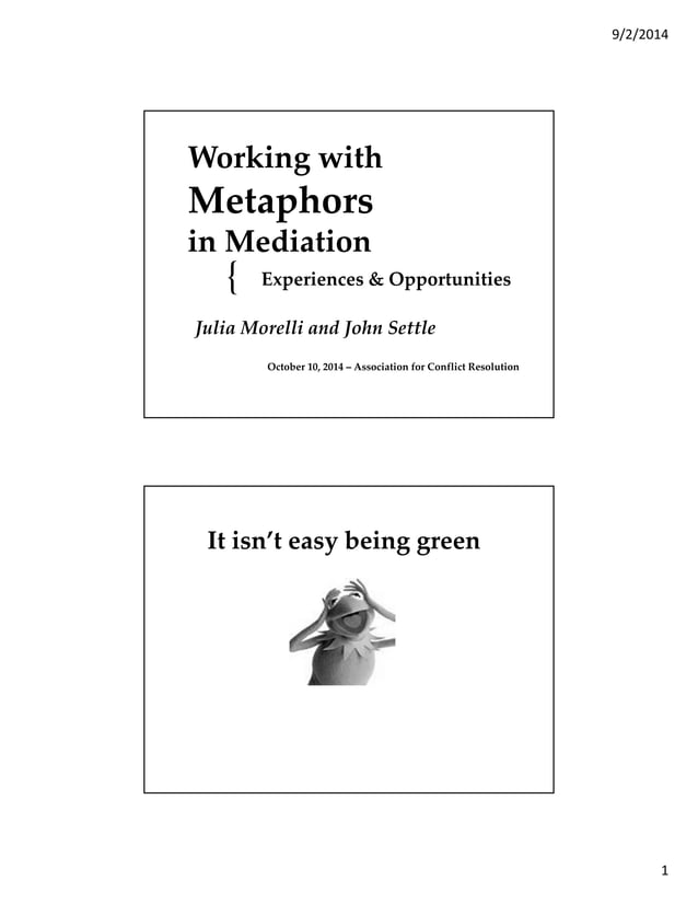 Morelli: Working with metaphors in mediation: Beyond feedback and ...