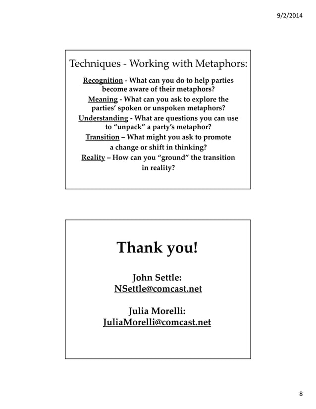 Morelli: Working with metaphors in mediation: Beyond feedback and ...