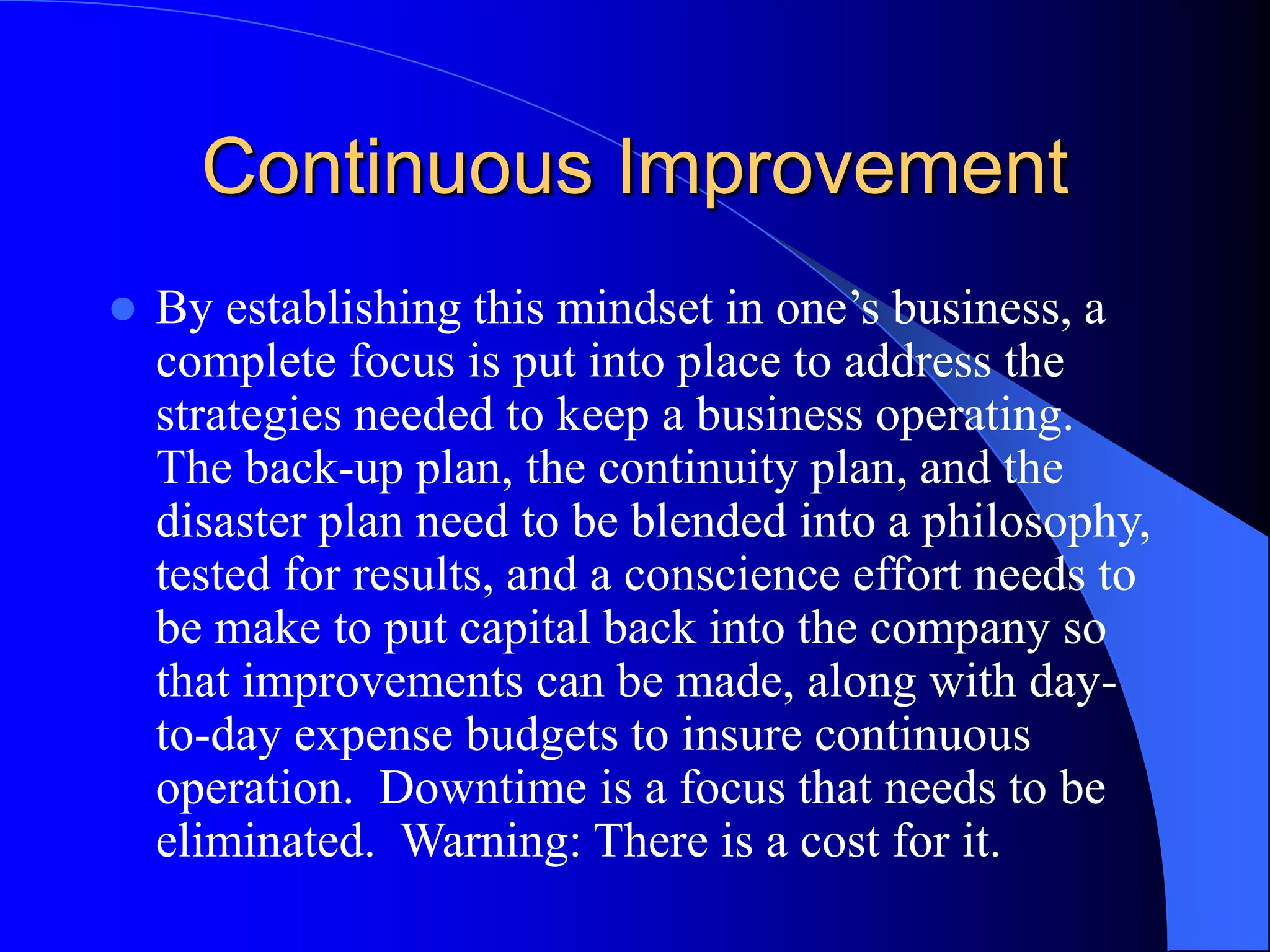 More on facilities continuous improvement | PPT