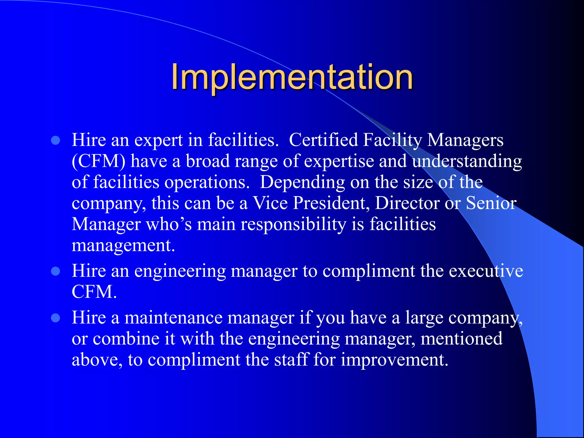 More on facilities continuous improvement | PPT