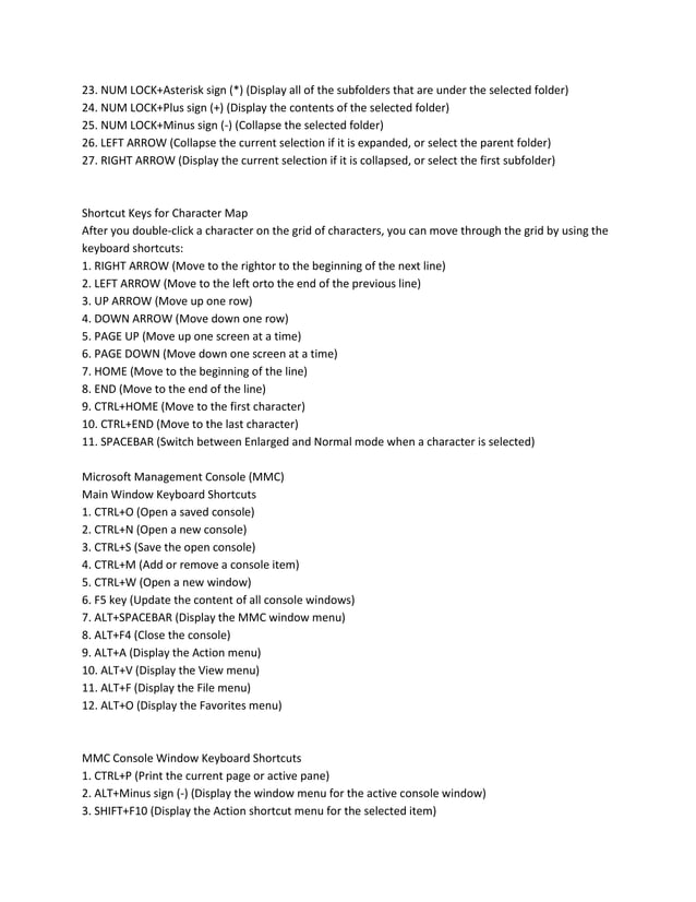 More than 100 keyboard shortcuts | DOCX | Operating Systems | Computer Software and Applications
