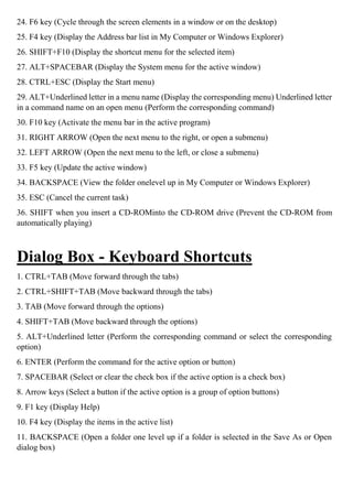 More than 100 keyboard shortcuts In Computer | PDF