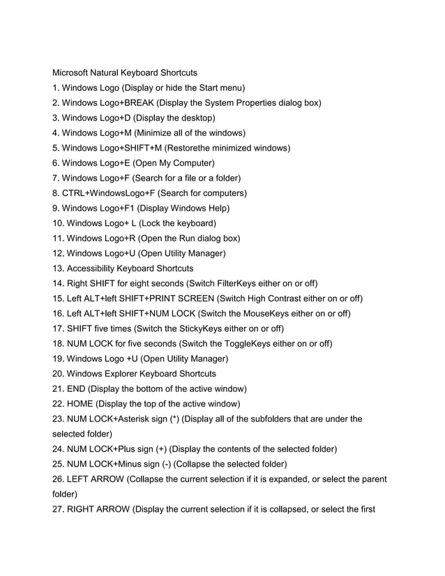 More than 100 keyboard shortcuts must read | DOCX