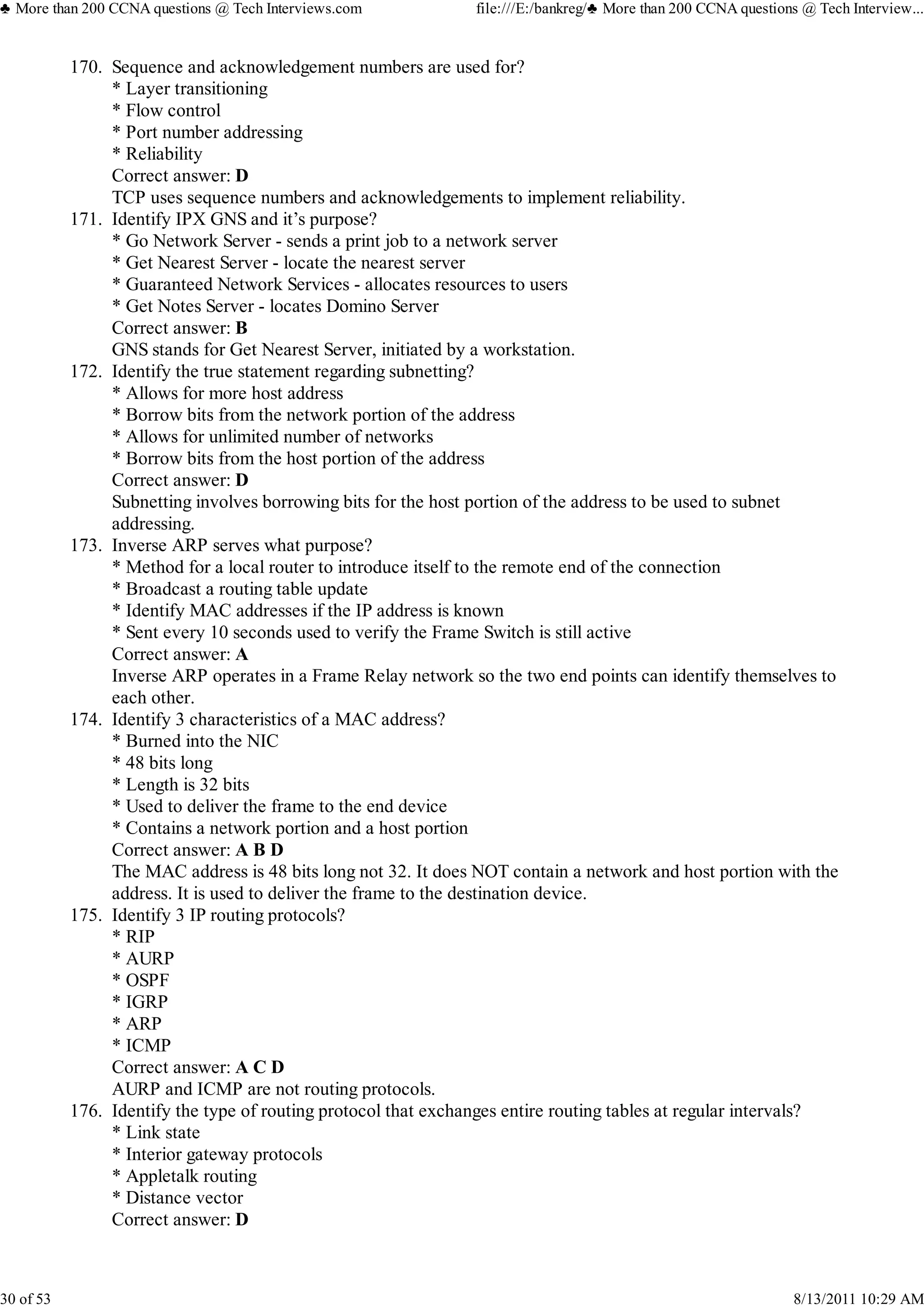 More than 200 CCNA Question Answer | PDF | Computer Networking | Computing