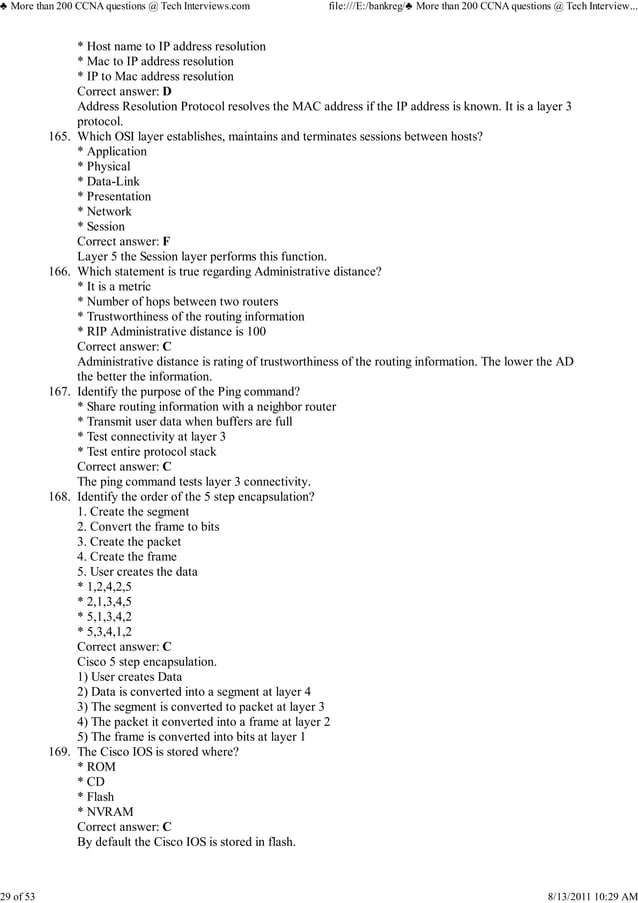 More than 200 CCNA Question Answer | PDF | Computer Networking | Computing