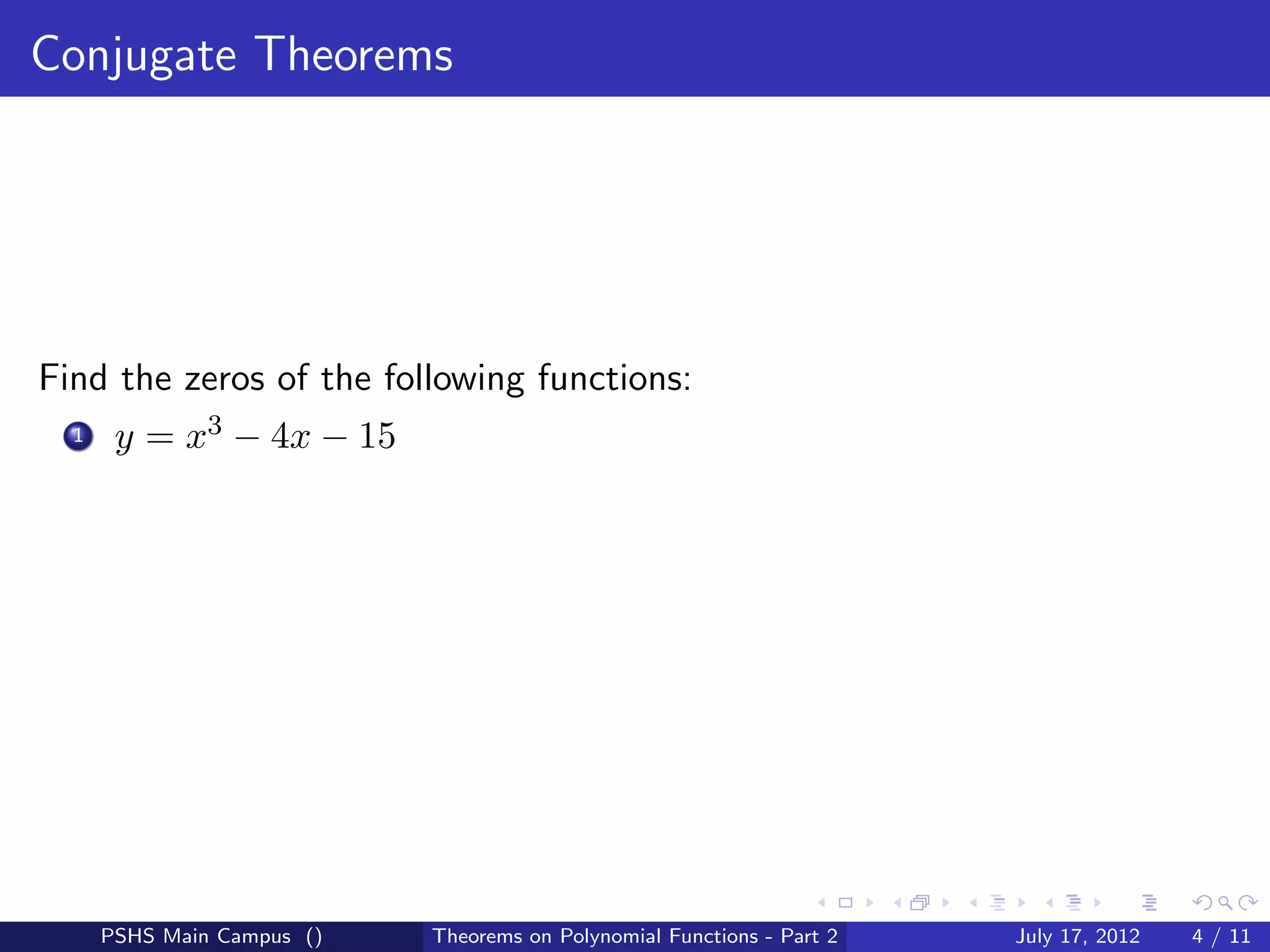 More theorems on polynomial functions | PPT