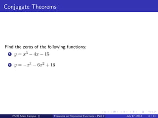 More theorems on polynomial functions | PPT