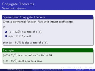 More theorems on polynomial functions | PPT