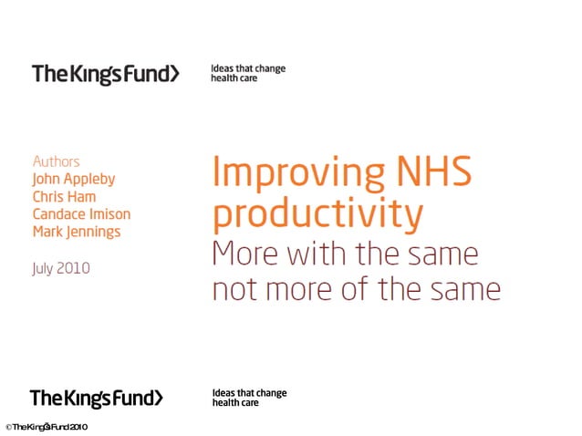 Strategies to improve NHS productivity | PPT