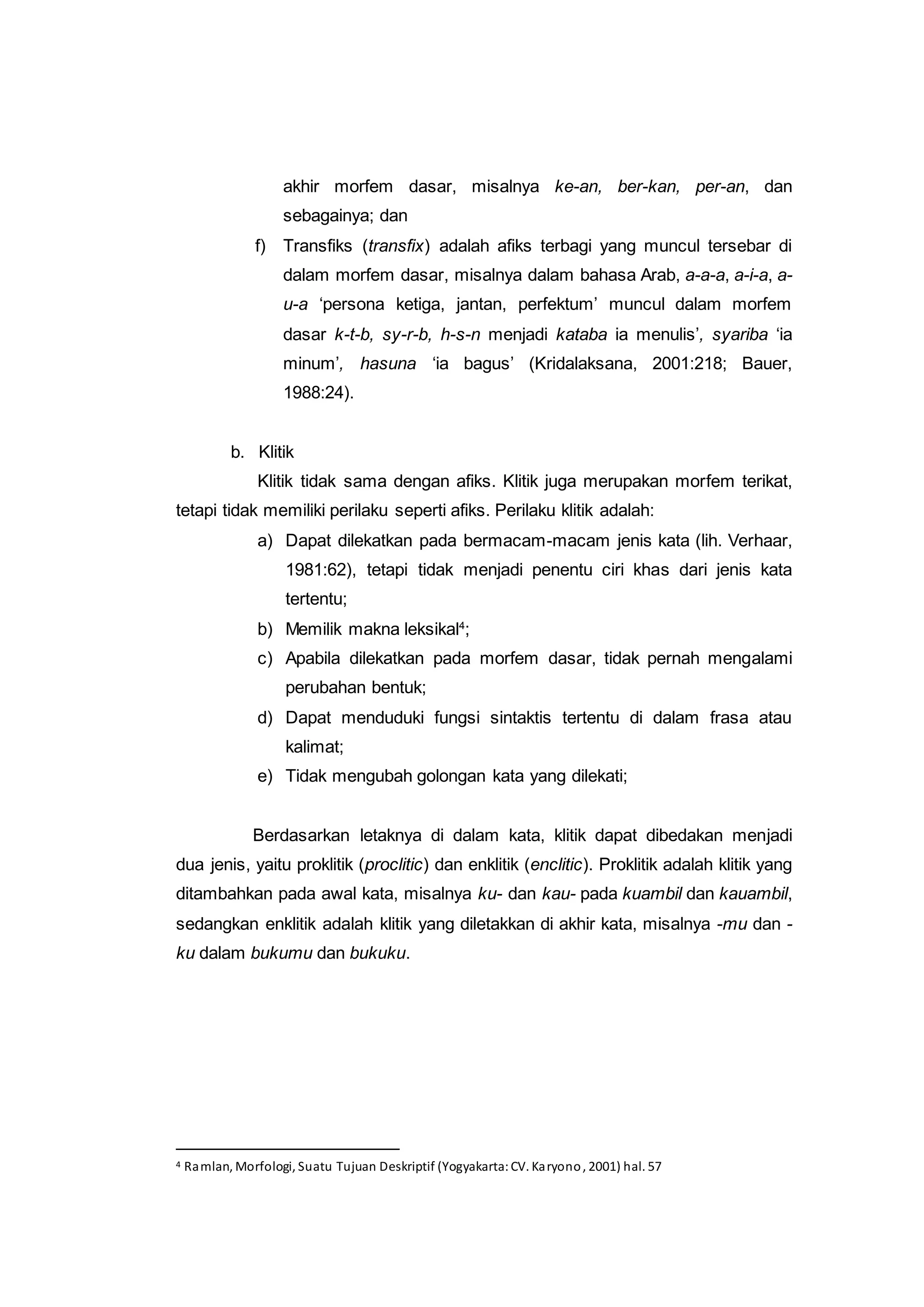 Morfem dan Proses Morfemis dalam Bahasa Indonesia | DOCX