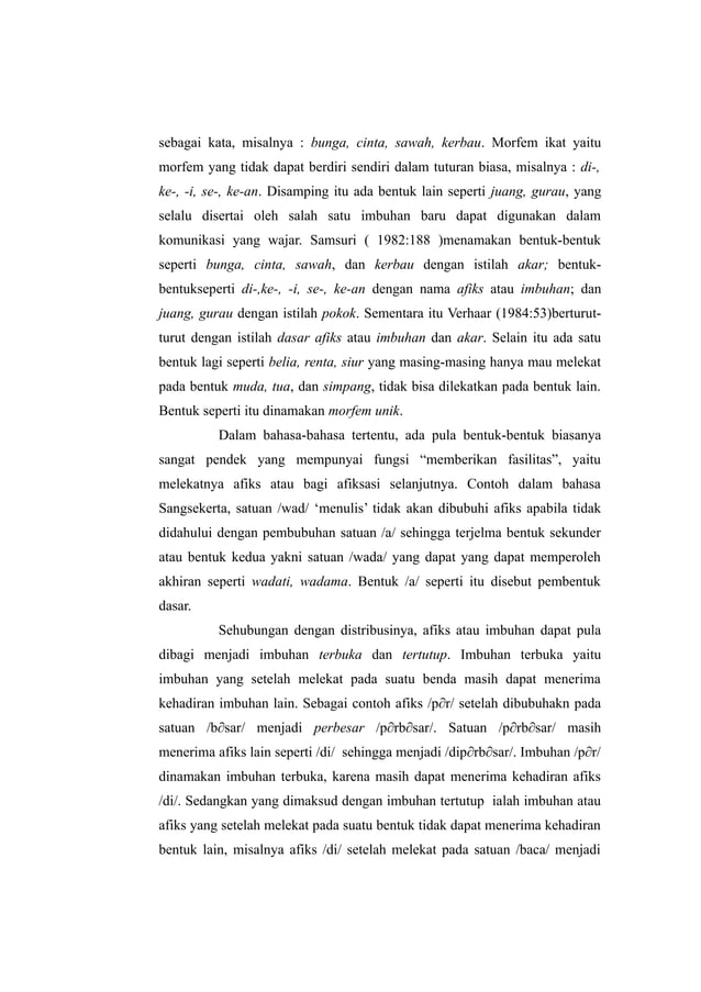 Morfologi Bahsa Indonesia | PDF