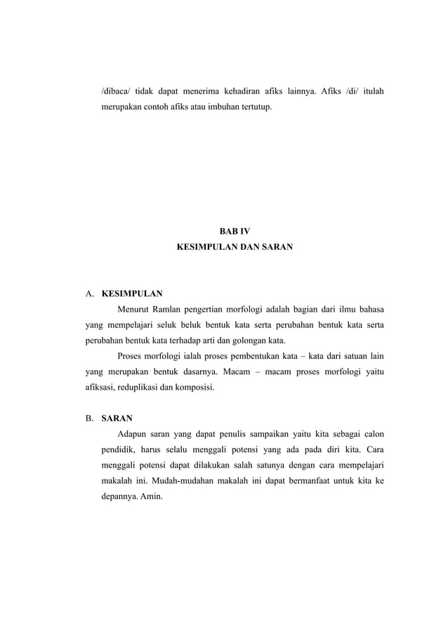 Morfologi Bahsa Indonesia | PDF