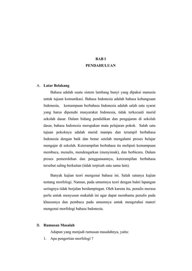 Morfologi Bahsa Indonesia | PDF