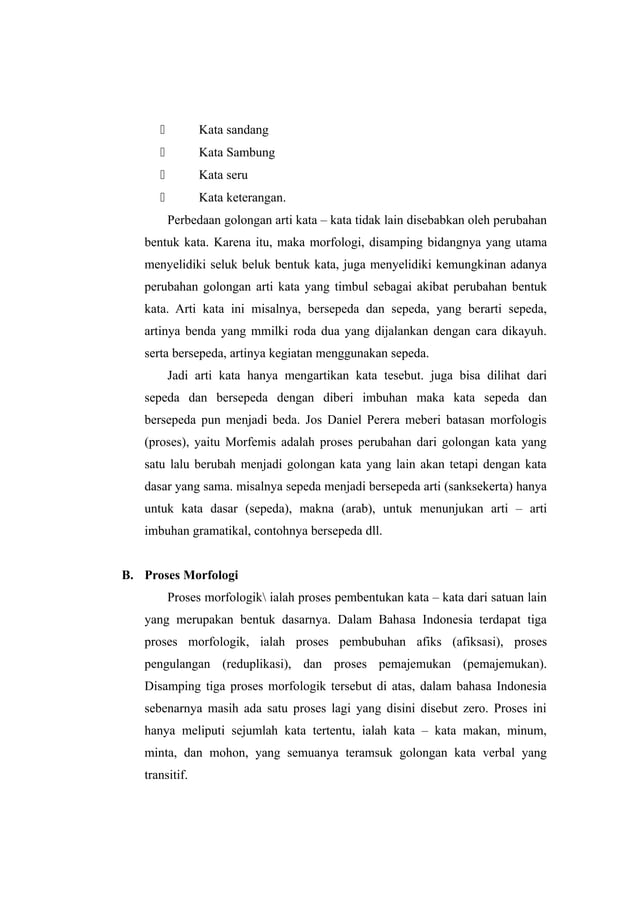 Morfologi Bahsa Indonesia | PDF
