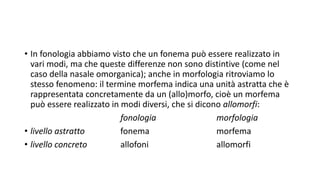 Morfologia Italiana- Nozioni base di Linguistica | PPTX