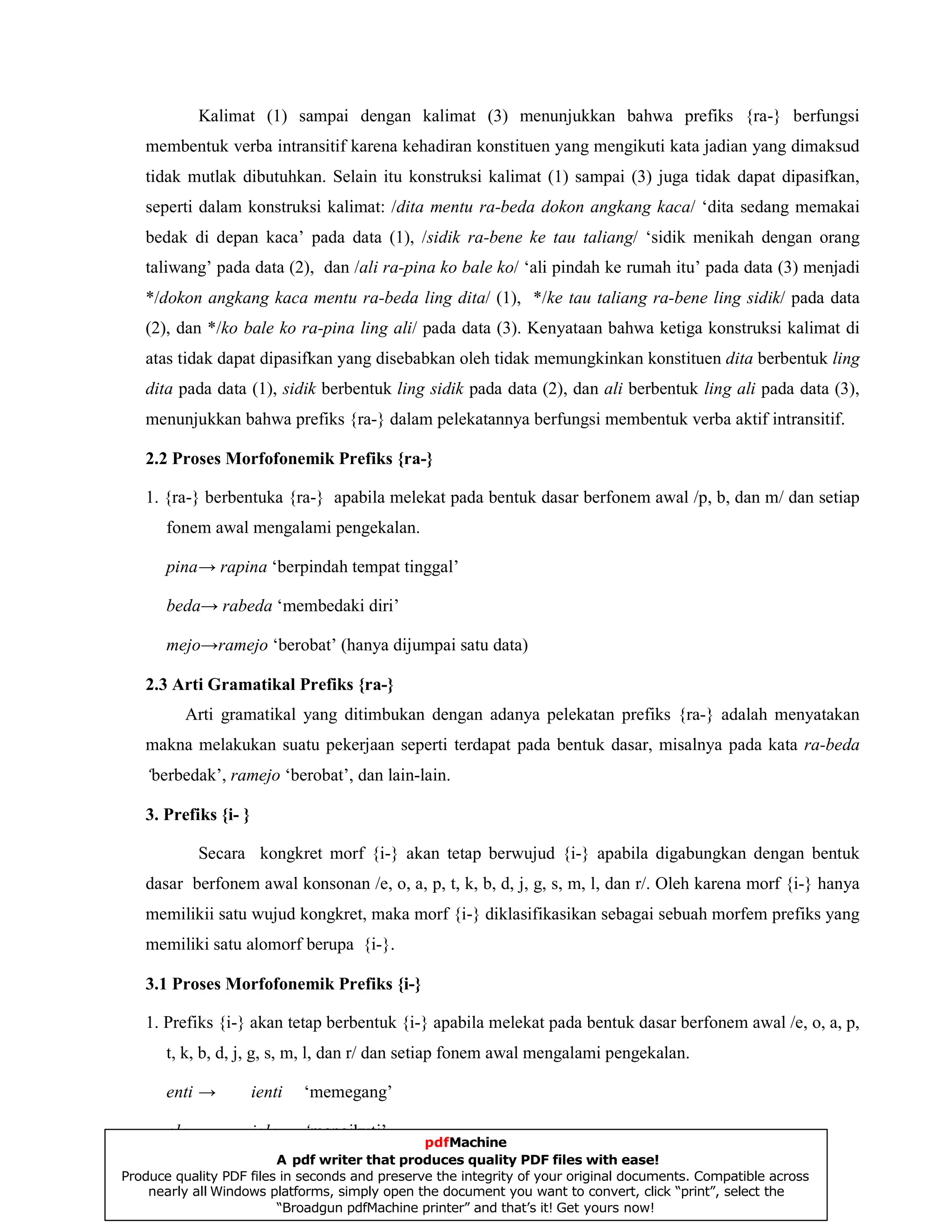 Morfologi Dan Morfofonemik Bahasa Sumbawa Dialek Tongo | PDF