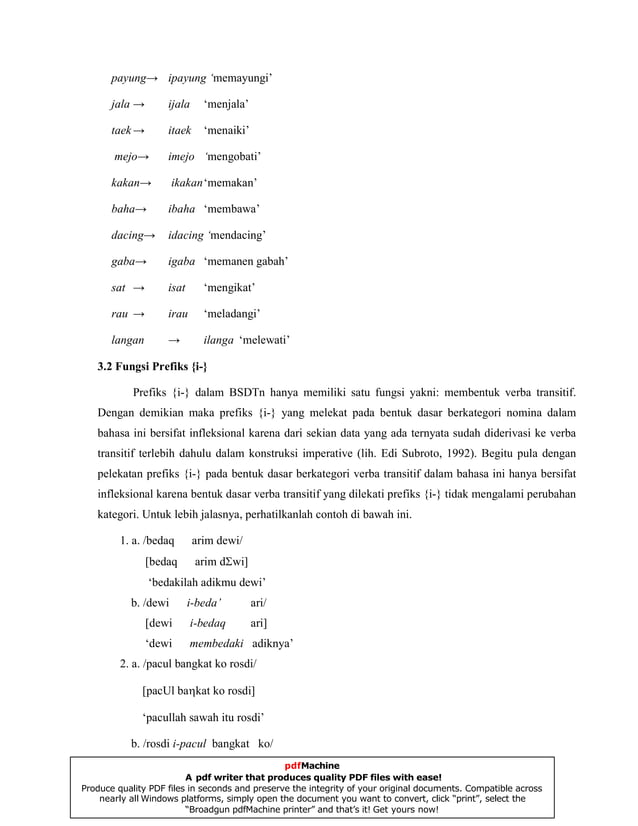 Morfologi Dan Morfofonemik Bahasa Sumbawa Dialek Tongo | PDF