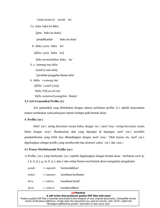 Morfologi Dan Morfofonemik Bahasa Sumbawa Dialek Tongo | PDF