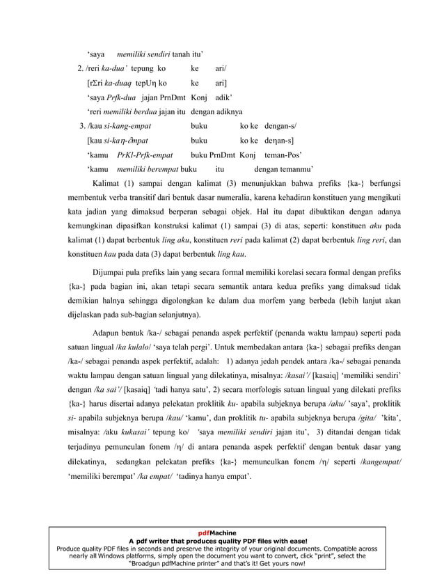 Morfologi Dan Morfofonemik Bahasa Sumbawa Dialek Tongo | PDF