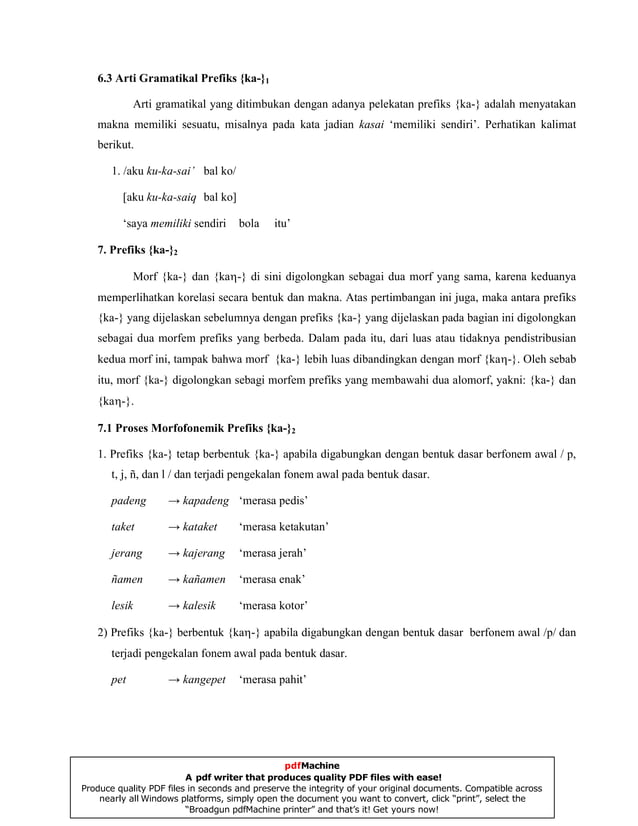 Morfologi Dan Morfofonemik Bahasa Sumbawa Dialek Tongo | PDF