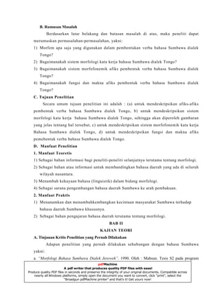 Morfologi Dan Morfofonemik Bahasa Sumbawa Dialek Tongo | PDF