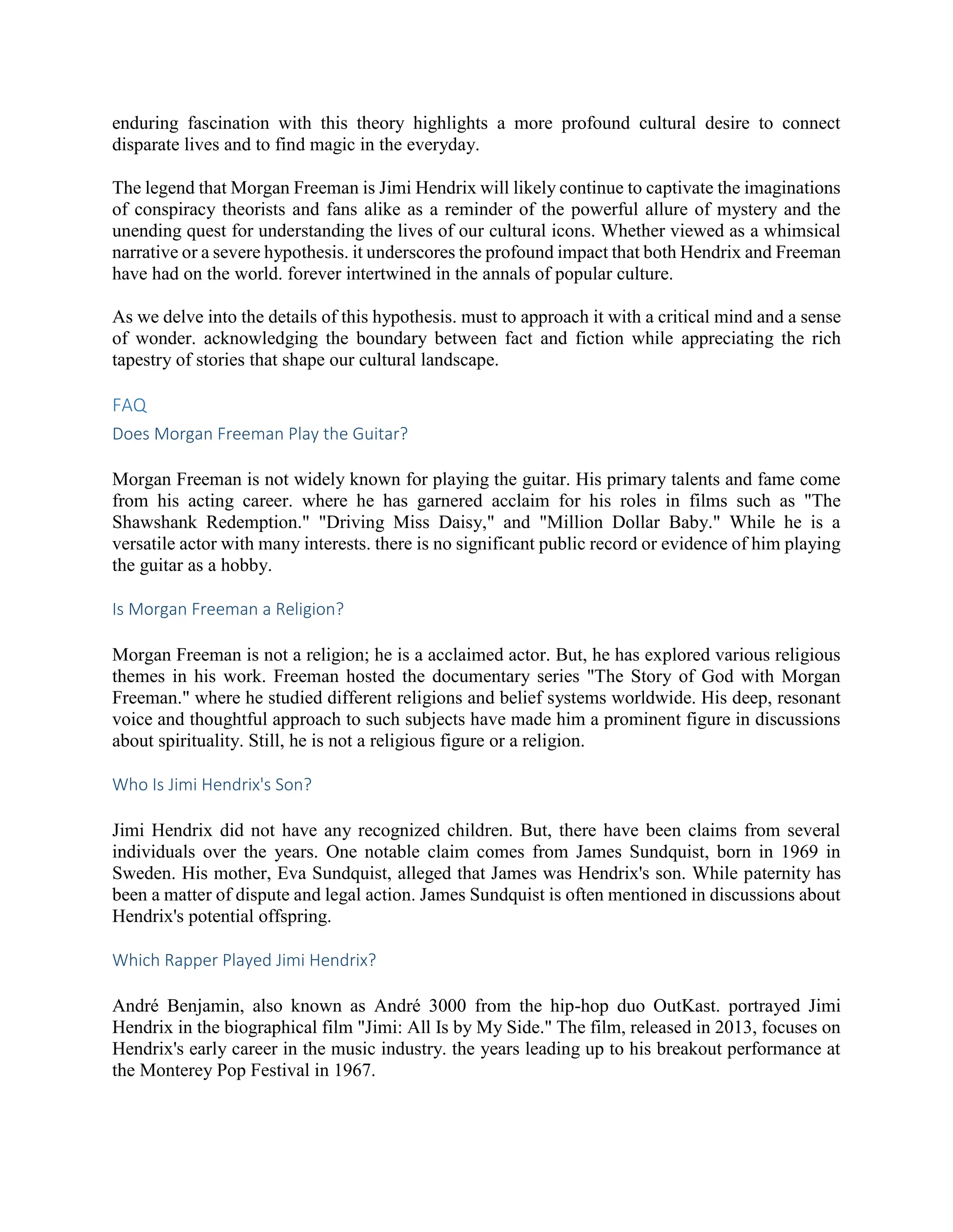 Morgan Freeman is Jimi Hendrix: Unveiling the Intriguing Hypothesis | DOCX